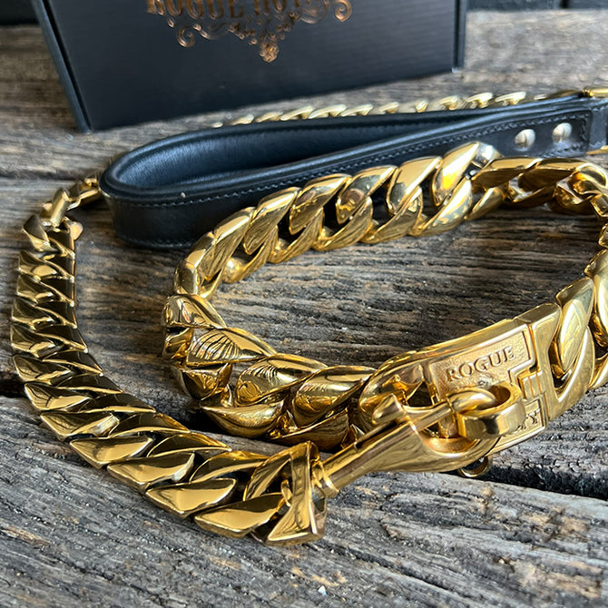Gold chain link dog collar sets – Rogue Royalty