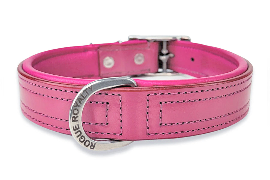 Hand Made Leather Dog Collar - Tuscan Pink (Slim Fit) – Rogue Royalty