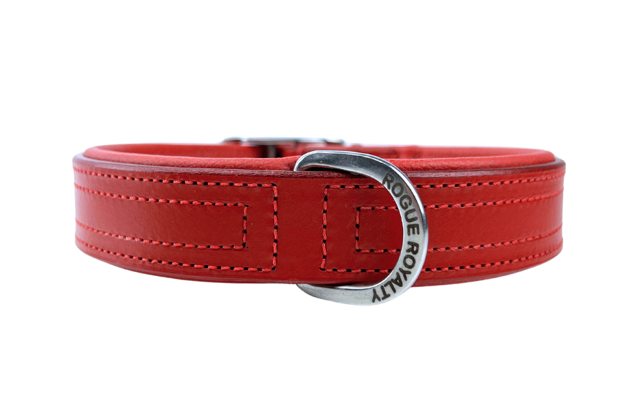 Hand Made Leather Dog Collar - Tuscan Red (Slim Fit)