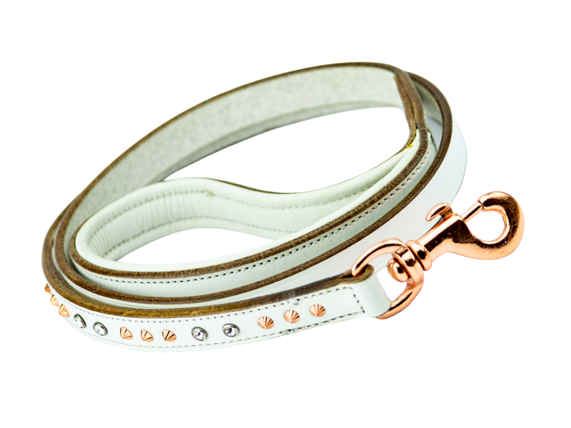 Leather Dog Leash Crystal Rose Gold Slim Fit – Rogue Royalty