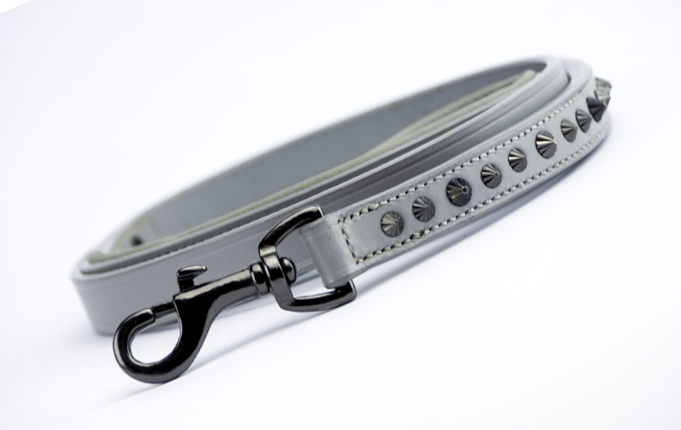 Leather Dog Leash - Ruthless Grey & Black Leash – Rogue Royalty